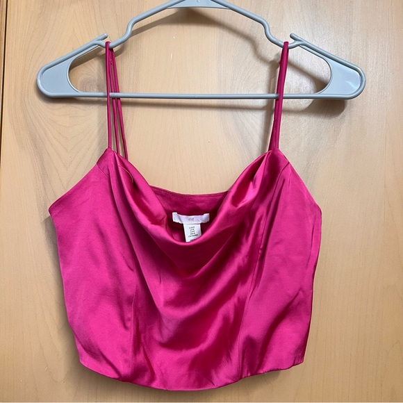 H&M | Tops | Nwt Hm Hot Pink Cowl Neck Cropped Top | Poshmark